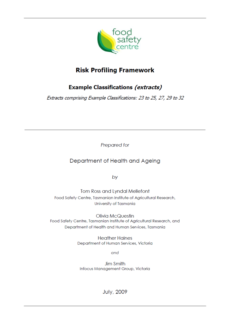 Risk profiling framework – example classifications (extracts) | Food ... Risk profiling framework – example classifications (extracts) | Food ...